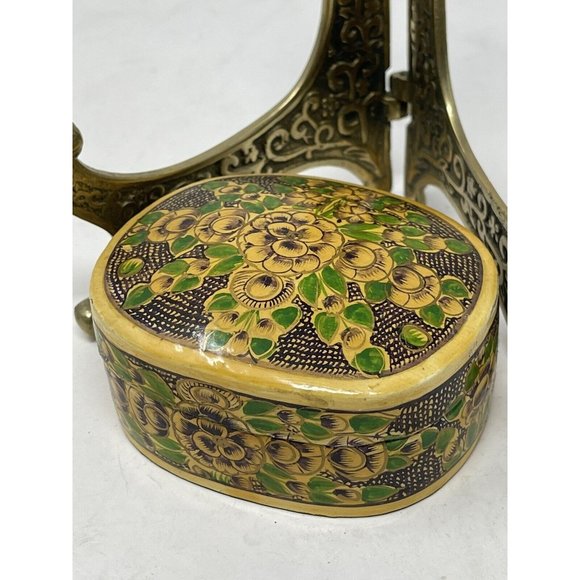 Kashmir | Accents | Vintage Kashmir India Lacquered Oval Floral Trinket ...